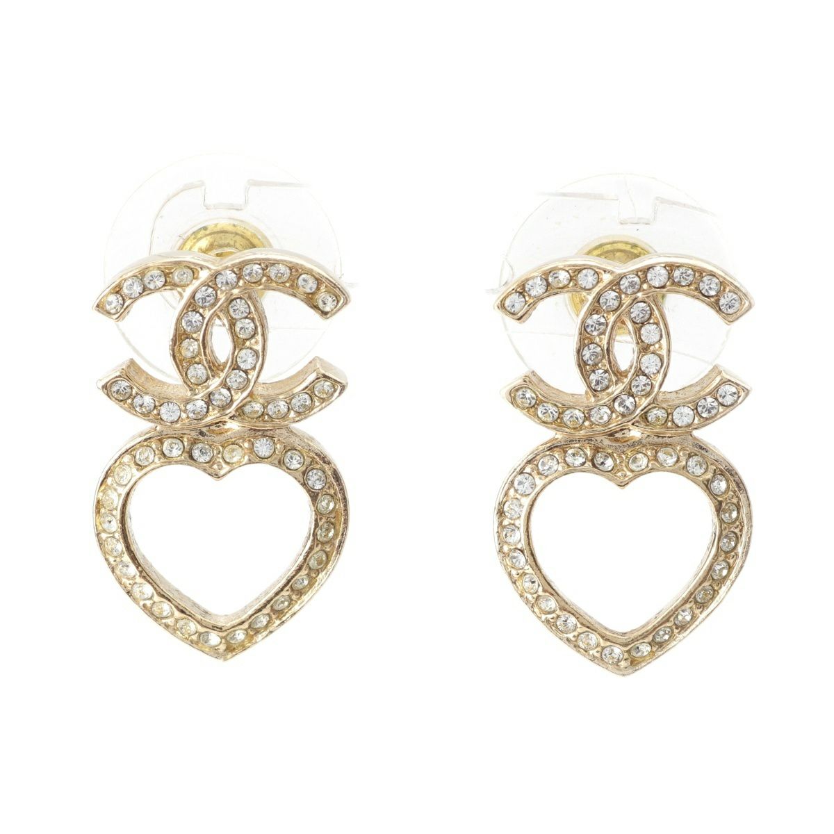 シャネル F23B ココマーク ハート ラインストーン ビジュー 両耳 ピアス アクセサリー ABB665 ゴールド | 中古通販 retro.jp